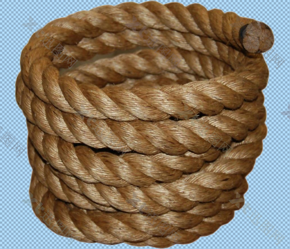 一卷棕色绳索免抠png透明图层素材详情_小牛办公